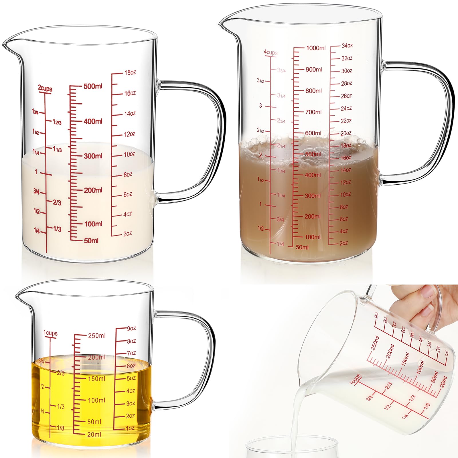 Amazon.com: Lallisa 3 Pack High Borosilicate Glass Measuring Cups with ...