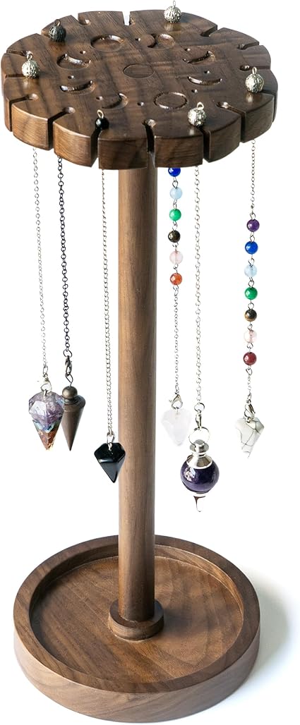 Amazon.com: Kihomi Crystal Pendulum Stand with Tray - Walnut Moon Phase ...