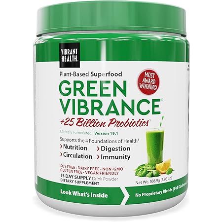 Amazon.com: Vibrant Health, Green Vibrance, Vegan Superfood Powder, 30 ...