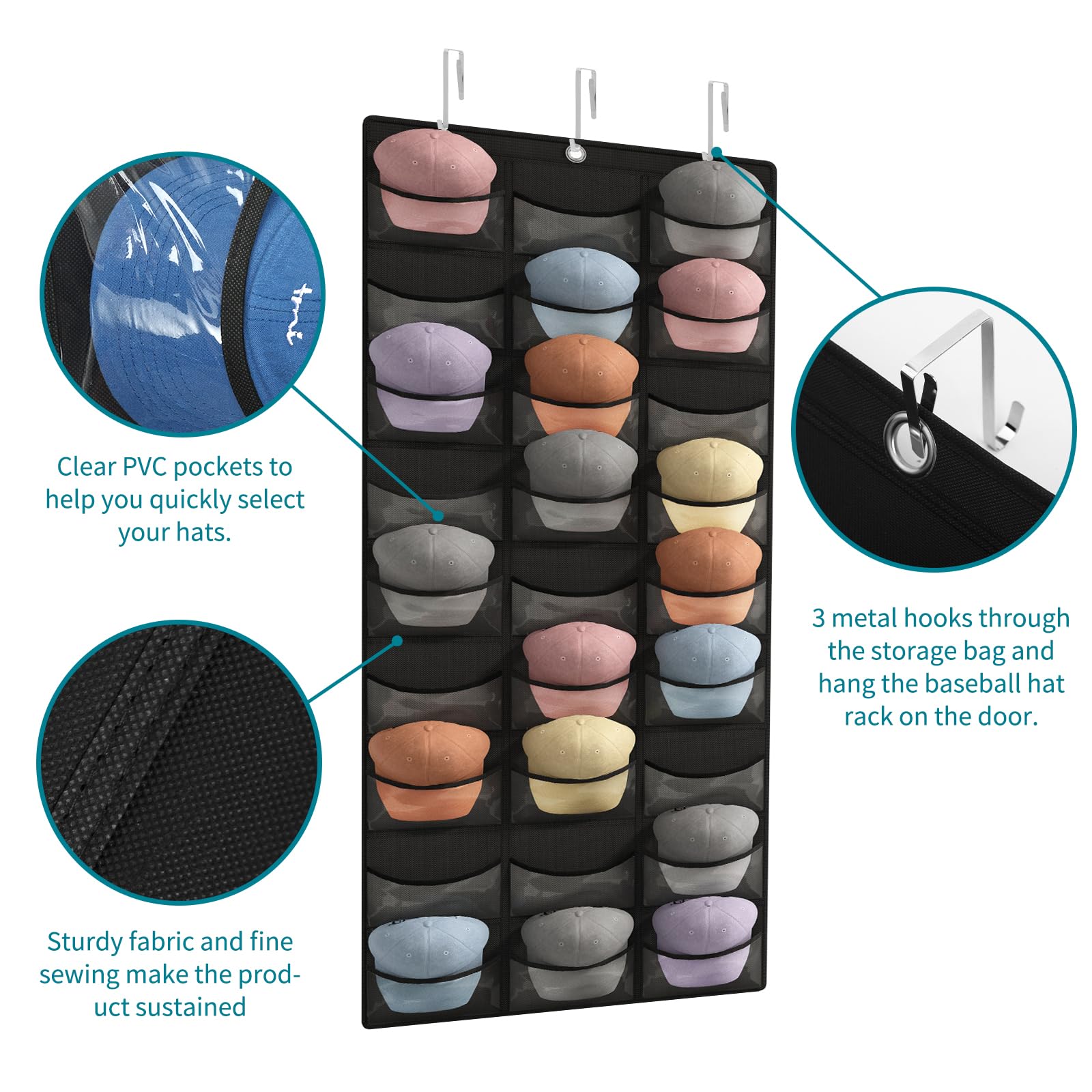 Snapklik.com : Fixwal Hat Organizer For Baseball Caps, 27 Pocket Over ...