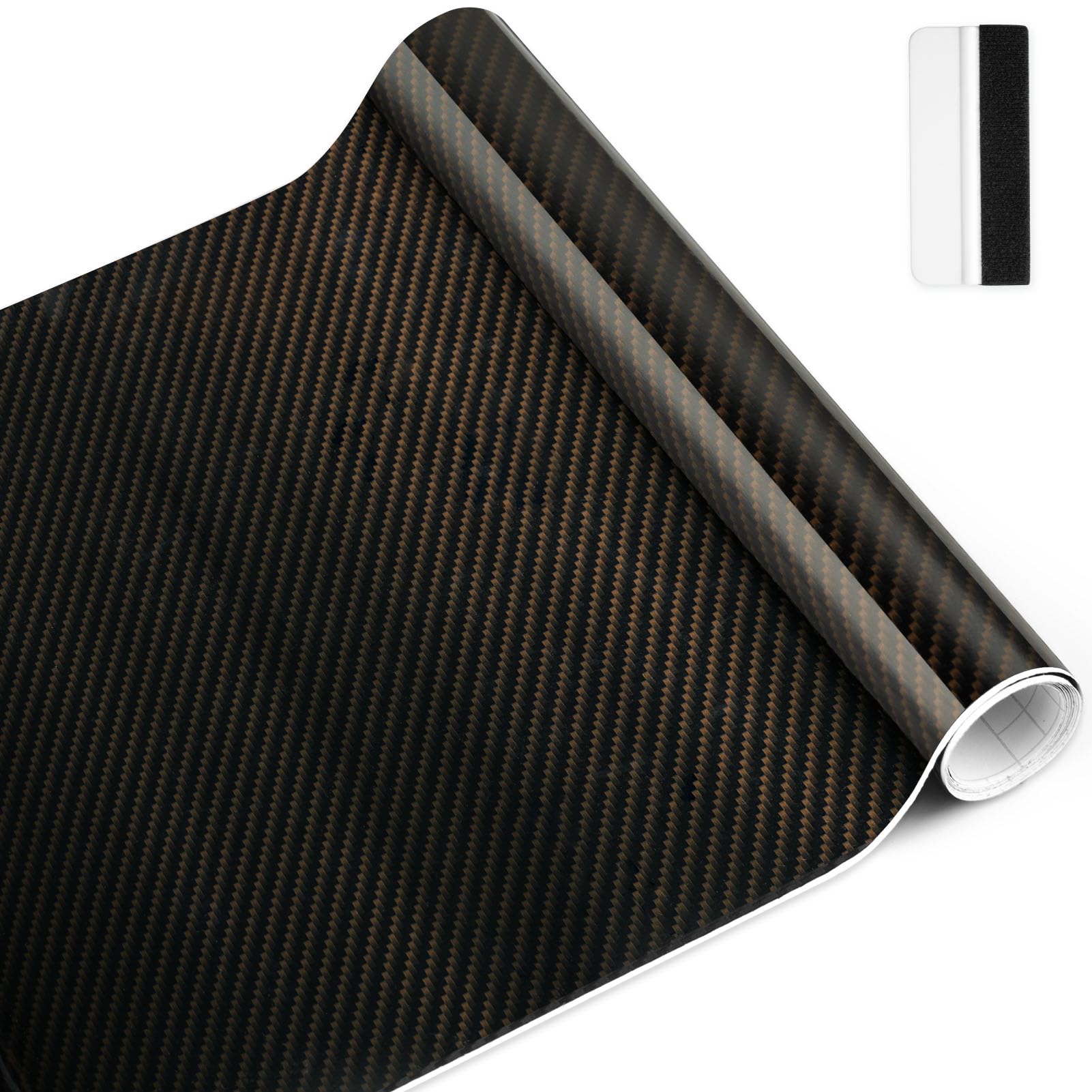 Snapklik.com : Jimwey Gloss Black+Gold Carbon Fiber Vinyl Wrap For Cars ...