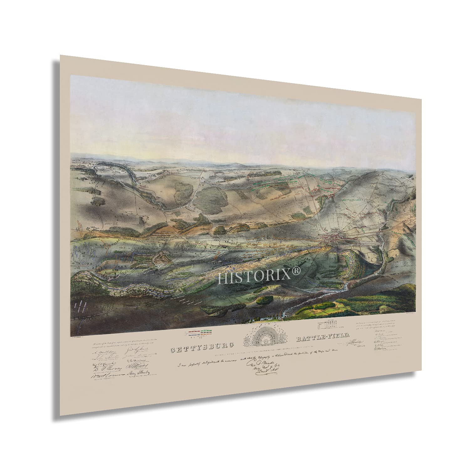 Historix Vintage 1863 Gettysburg Battlefield Map 18x24 Inch Vintage ...