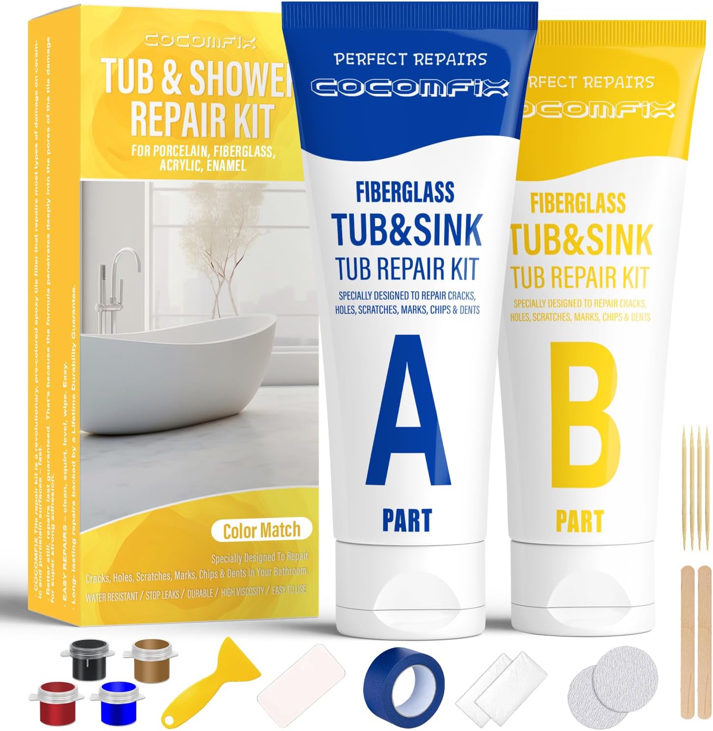 Fiberglass Tub Repair Kit (Grey/Brown/maroom), Fiberglass Shower and ...