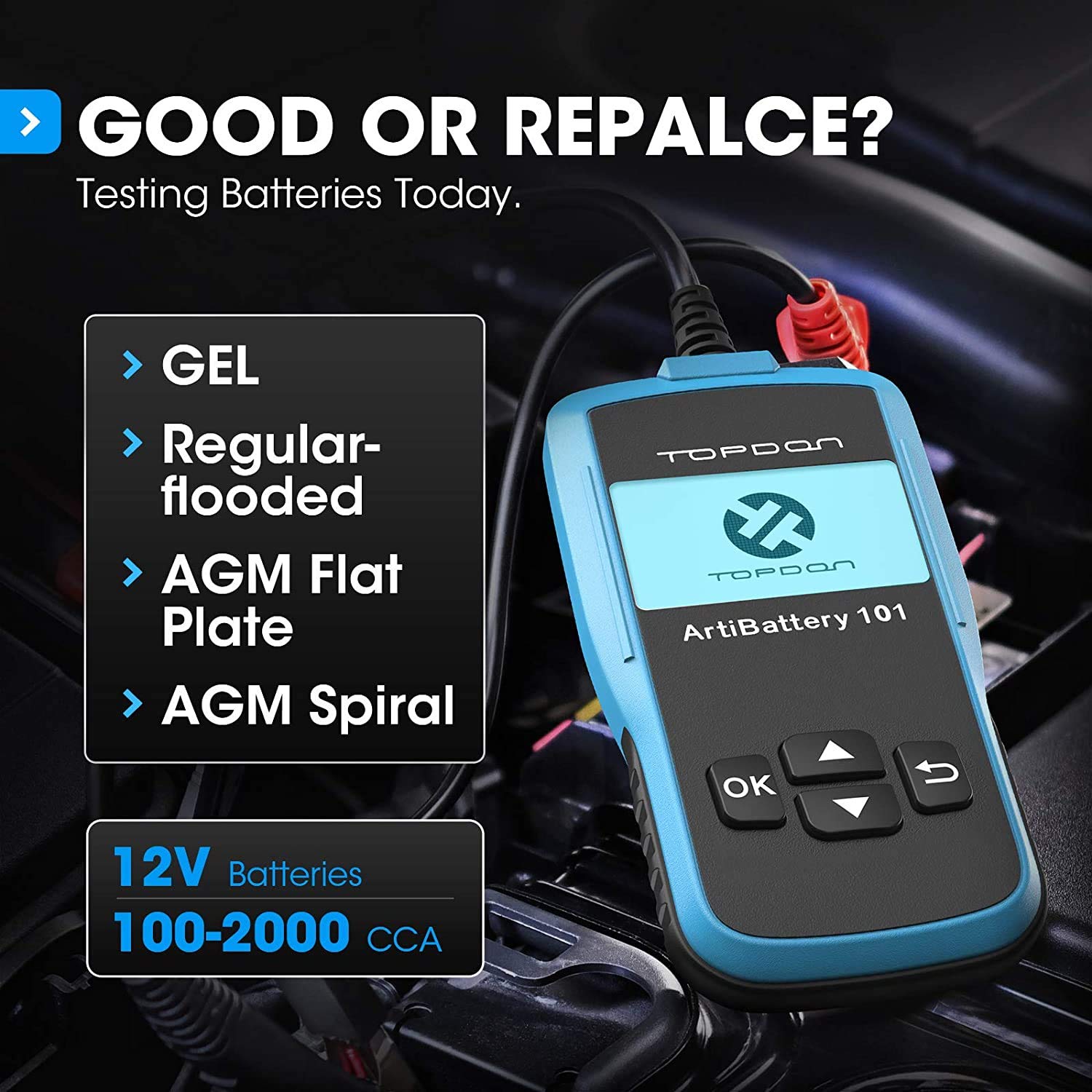 Buy Topdon AB101 12V Automotive Car Battery Tester Professional 100 ...