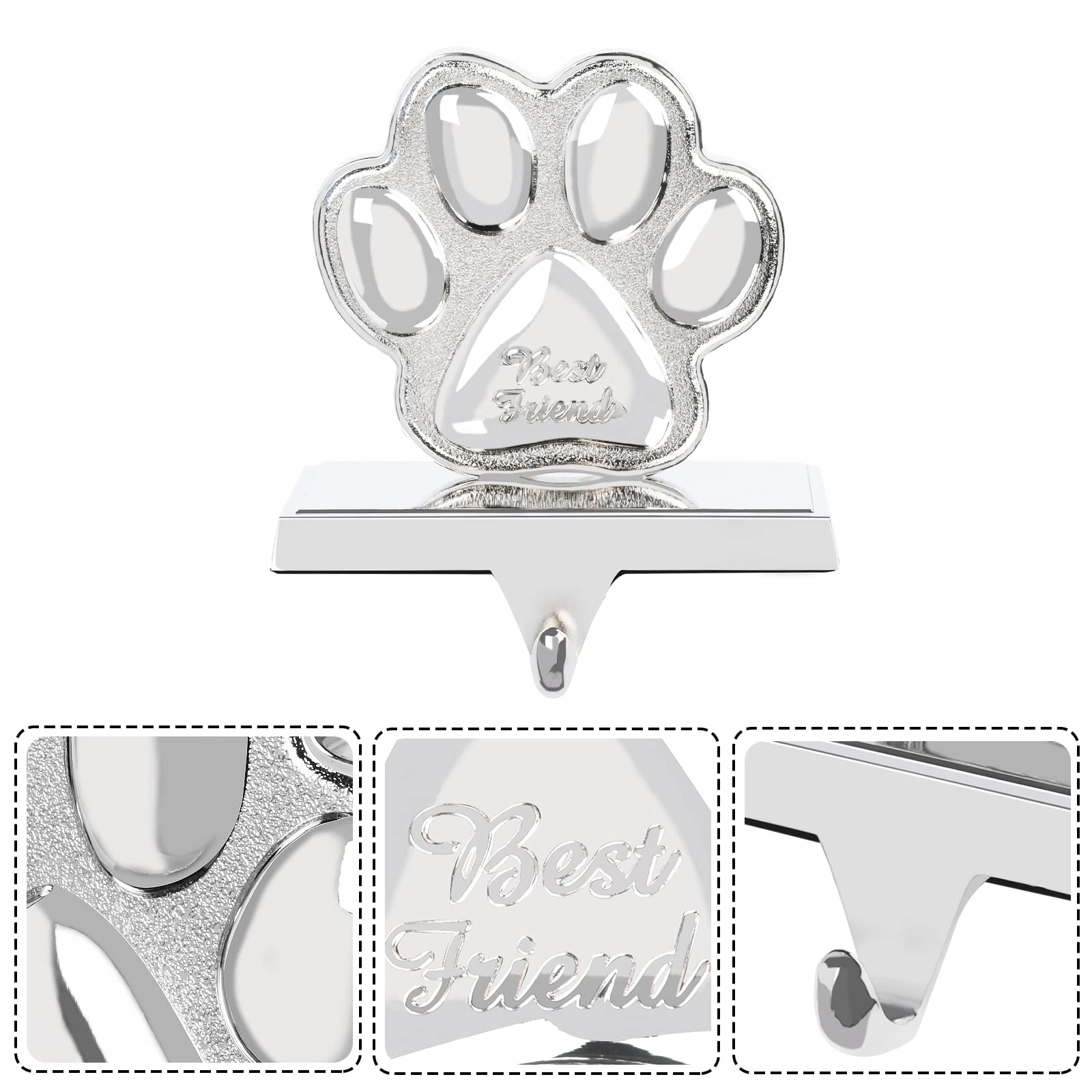 Snapklik.com : Dog Paw Christmas Stocking Holder, 3D Silver Metal ...