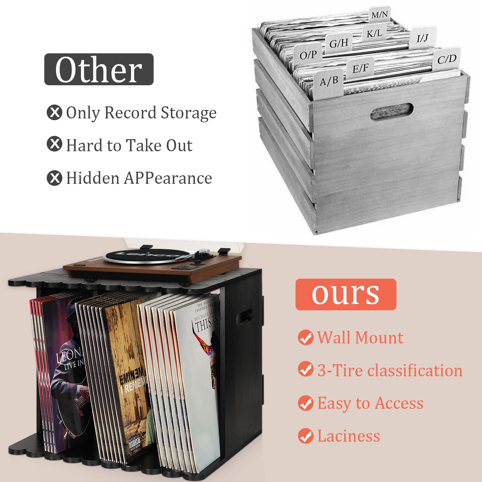 Snapklik.com : Vinyl Record Storage, Vinyl Record Stand Wall Mount ...