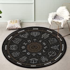 Amazon.com: Round Area Rug 4Ft Zodiac Circle Horoscope Signs Astrology ...