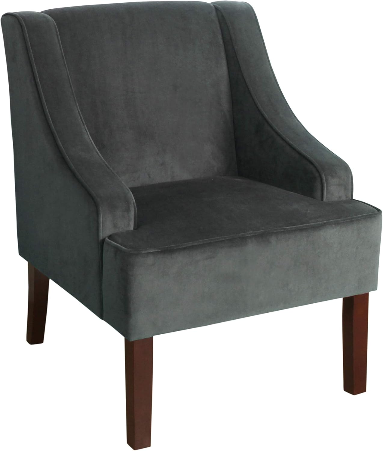 Amazon.com: HomePop Velvet Swoop Arm Living-Room-Chairs, Dark Grey ...