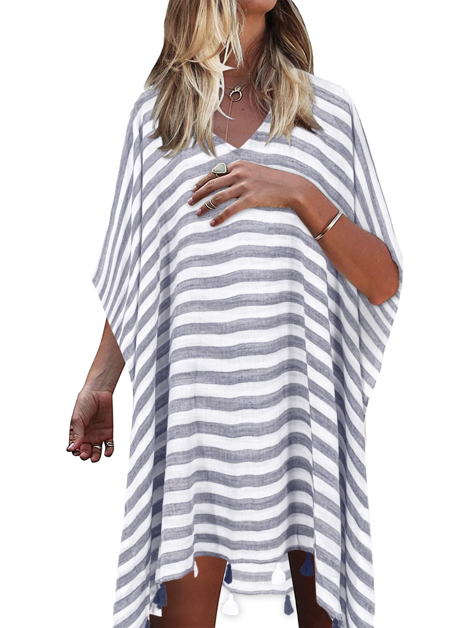 Moss Rose Women's Summer Swimsuit Stripe Bikini Cover Ups Bathing Suit ...