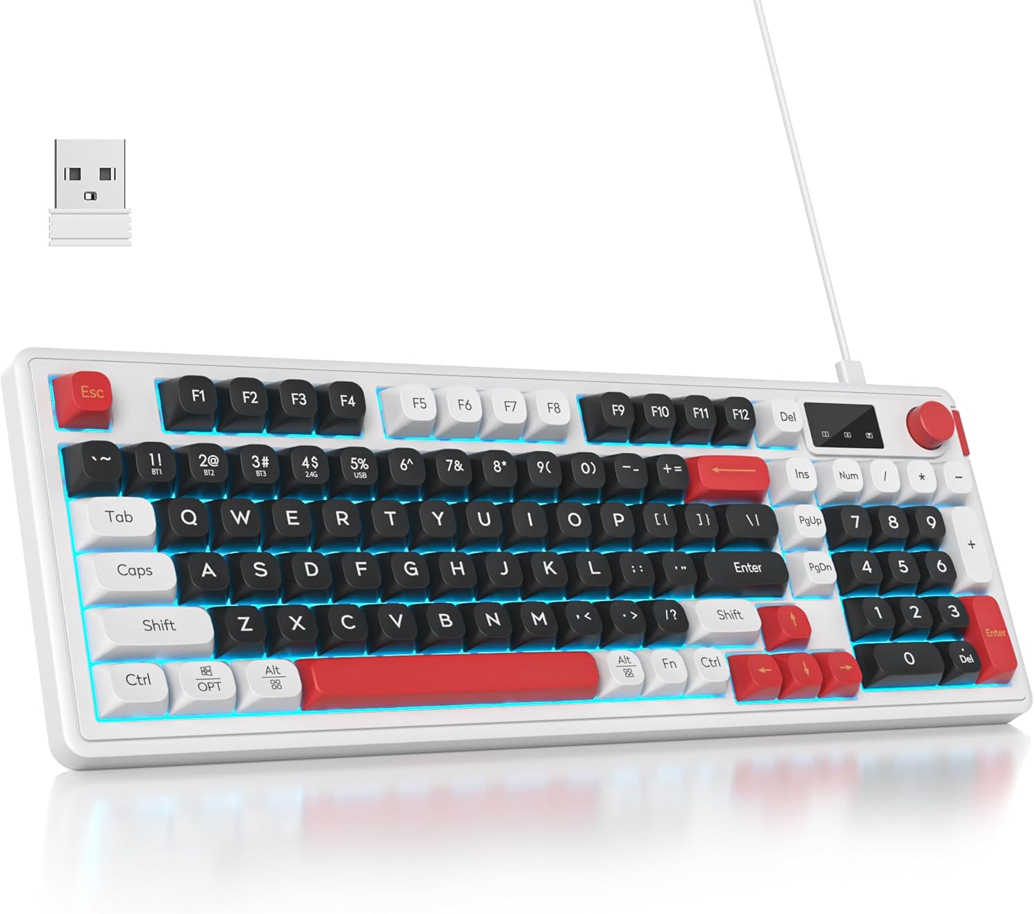 Amazon.com: Owpkeenthy 98 Keys Gaming Keyboard with Knob, 96% Gasket ...