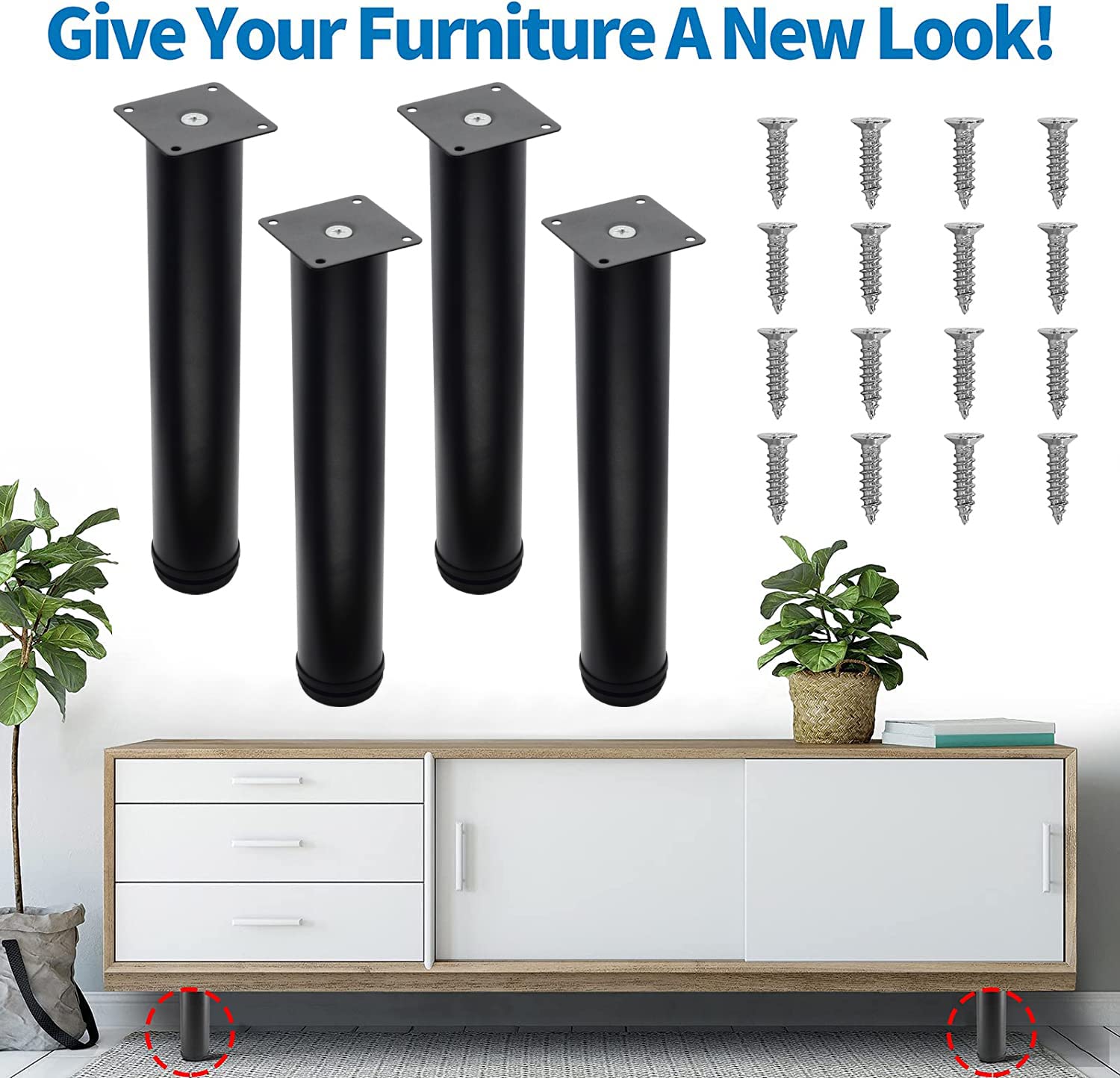 Snapklik.com : Masendelk 12 Inch Metal Furniture Legs Stainless Steel ...