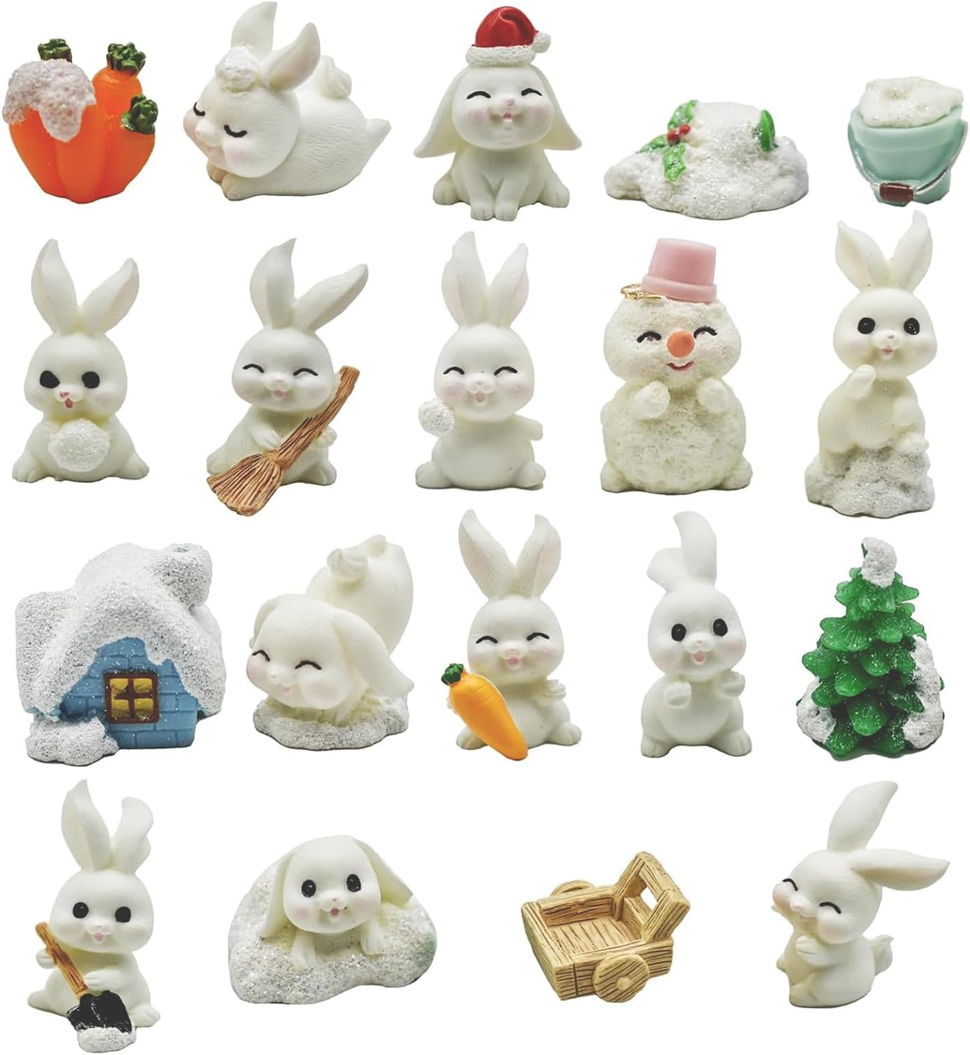 Amazon.com: Pinenjoy 20Pcs Realistic Miniature Rabbit Figurines Cute ...
