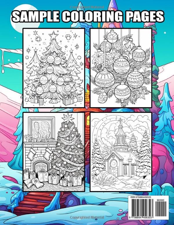 Large Print Christmas Festive Holiday Adult Coloring Book: Simple ...