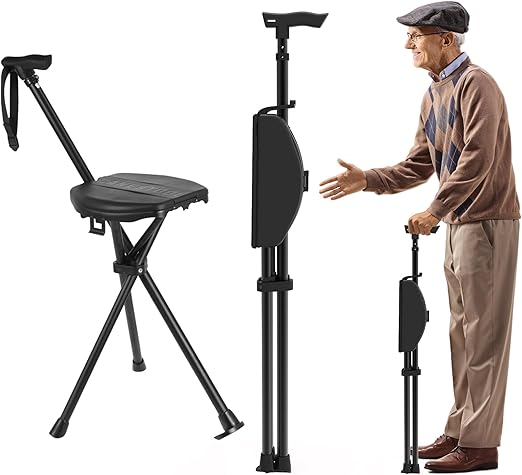 Amazon.com: Portable Walking Stick with Cushion, Adjustable Height Cane ...