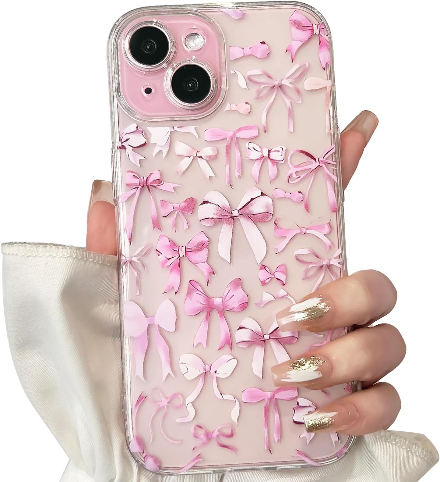 Amazon.com: iPhone 15 Coquette Pink Bows Aesthetic Ribbons Watercolor ...