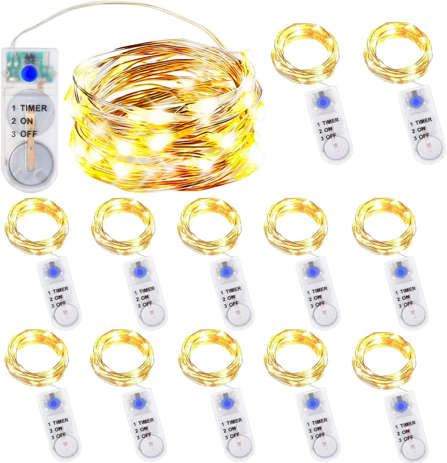 innotree Aufgerüstet 9er-Pack Lichterketten mit Timer, Batterie Kupfer ...