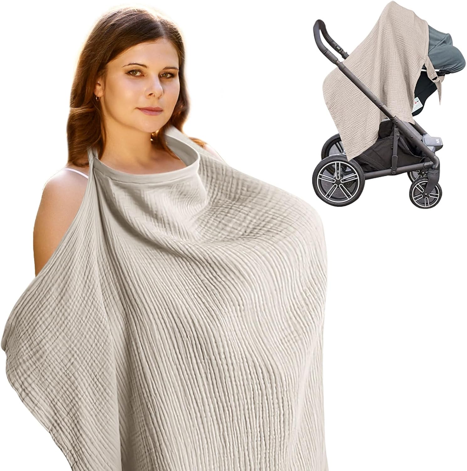 Nursing Cover Muslin Soft Breathable Breastfeeding Cover Breast Feeding ...