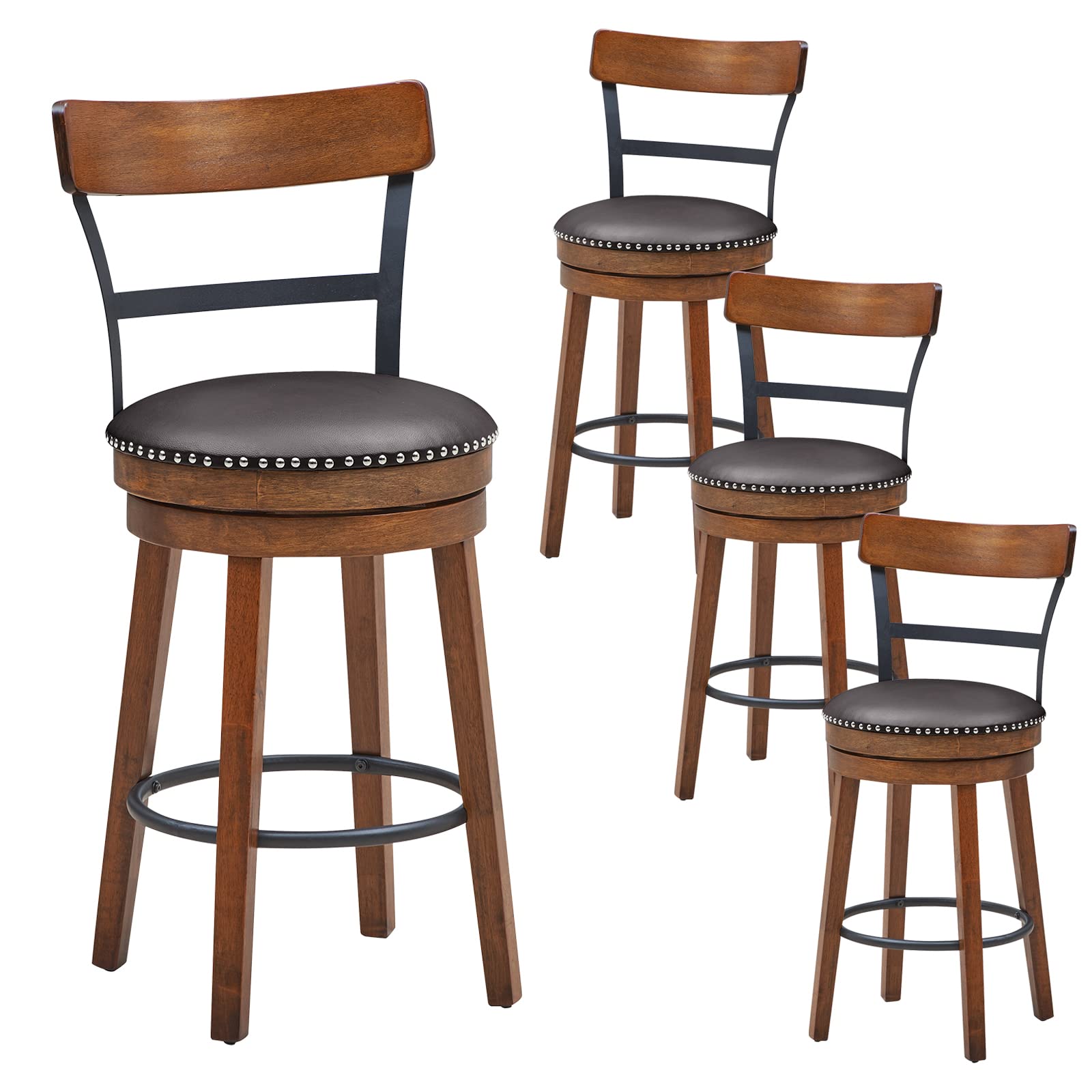 Amazon.com: Giantex Bar Stools Set of 4-25.5" Counter Height Swivel ...