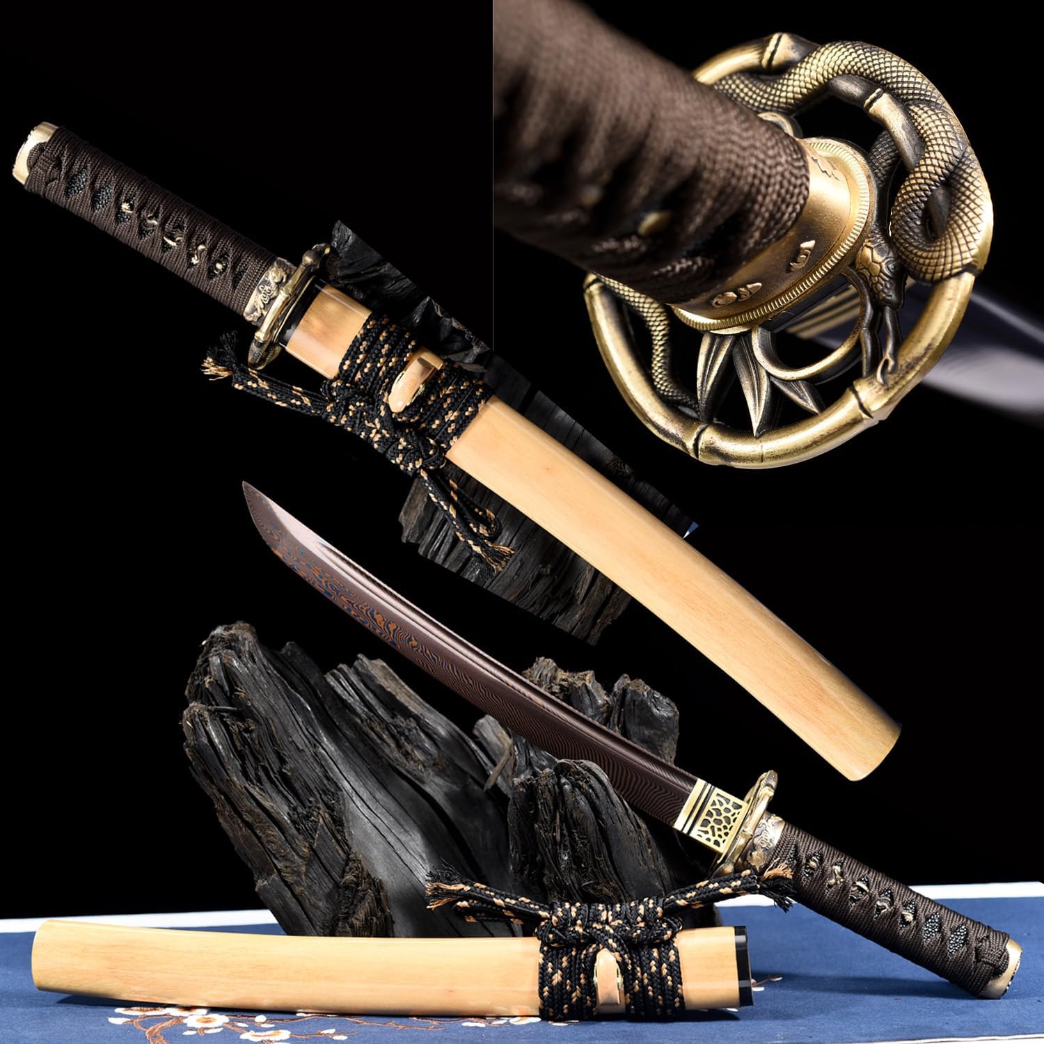 Amazon.com : HERO SWORD Handmade Damascus Steel Tanto Sword Real Sharp ...