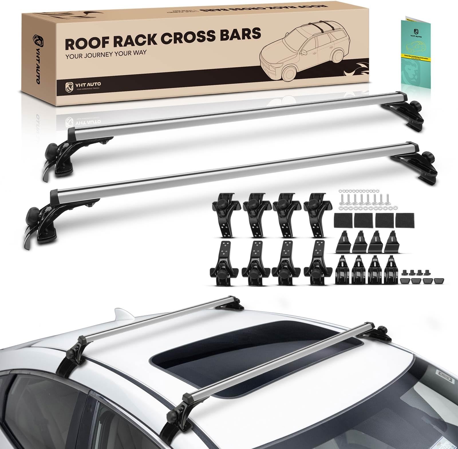 Amazon.com: YHTAUTO 48'' Universal Roof Rack Rail Cross Bars w/Hardware ...