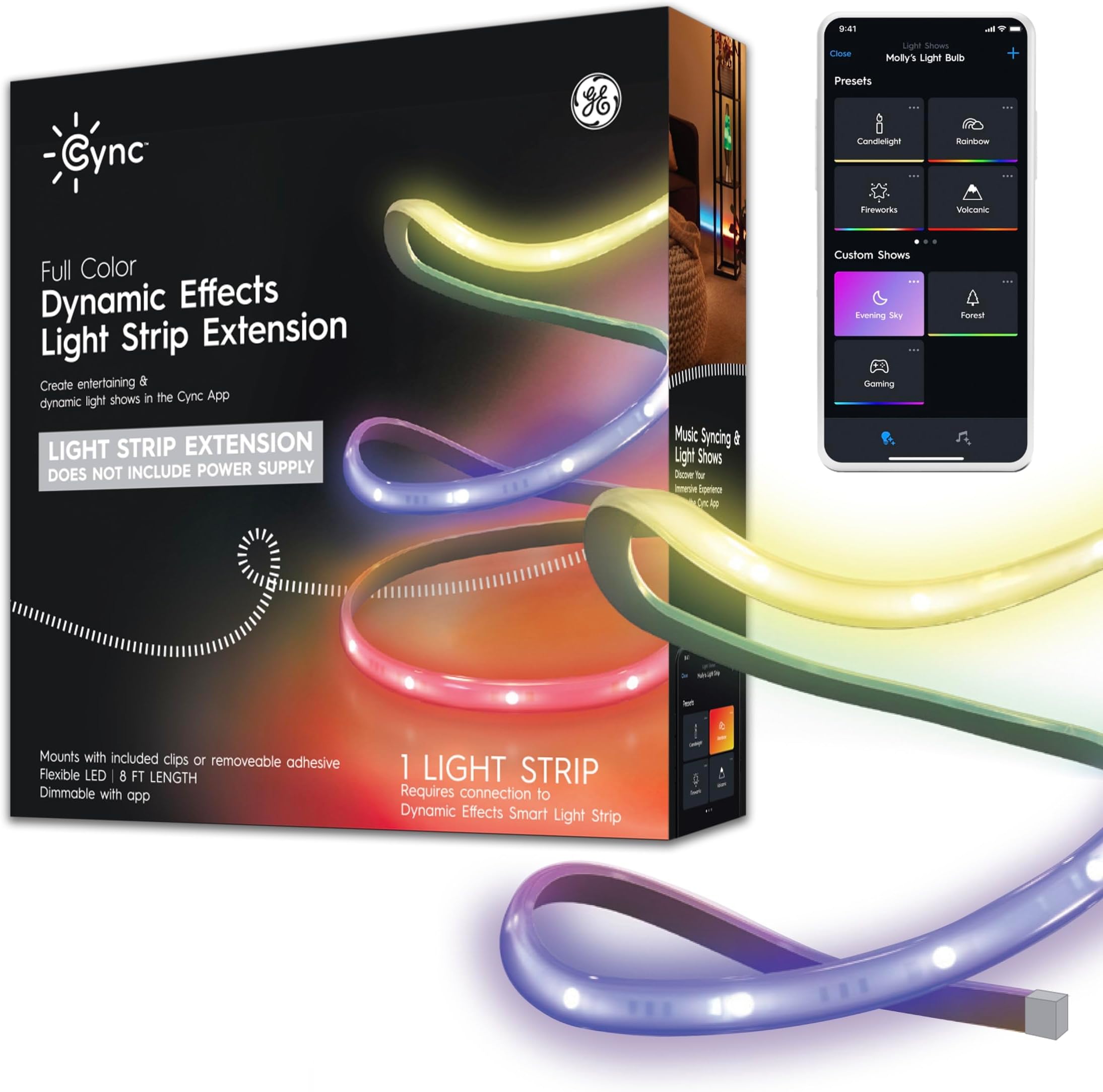 Amazon.com: Cync GE Direct Connect Smart LED Light Strip, Room Décor ...