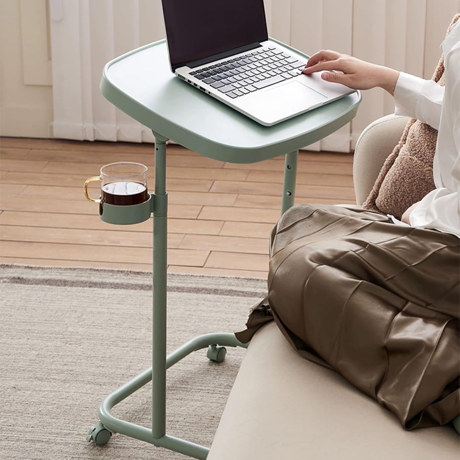 Mobile Standing Desk, 90° Tiltable Rolling Laptop Desk, Portable Sit ...