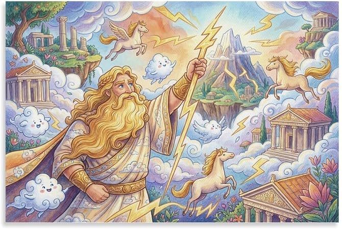 GPMNBCXZK Zeus Dieu Grec Olympe Peinture Sur Toile, Déco Espace Lecture ...