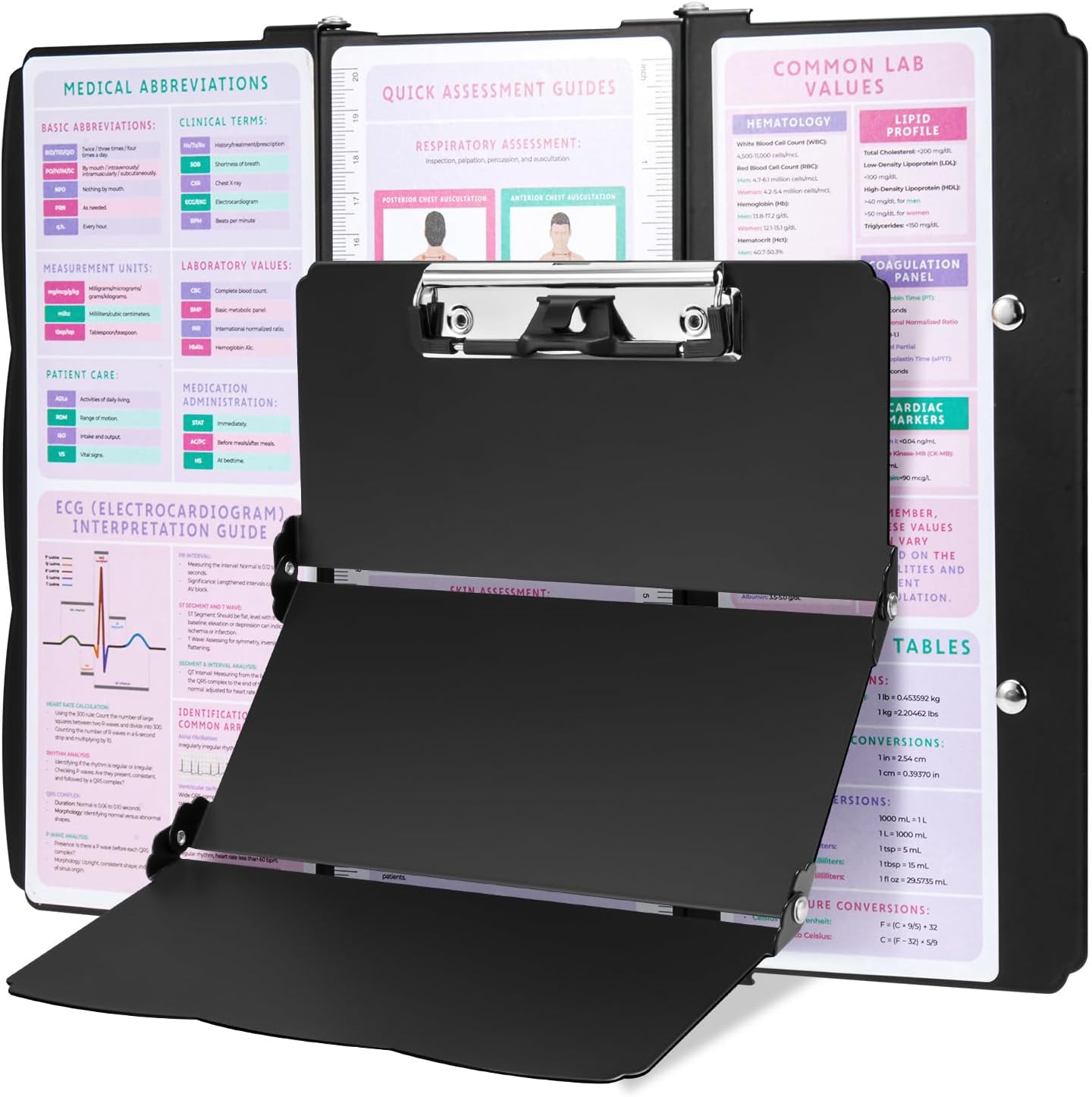 Amazon.com: Nursing Clipboard Foldable, Thicken Aluminum Trifold ...