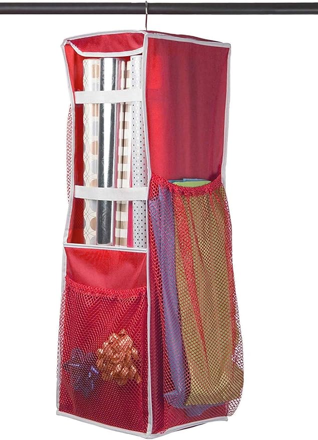 Hanging Wrapping Paper Storage - Holds Up to 20 Rolls, 360 Swivel ...
