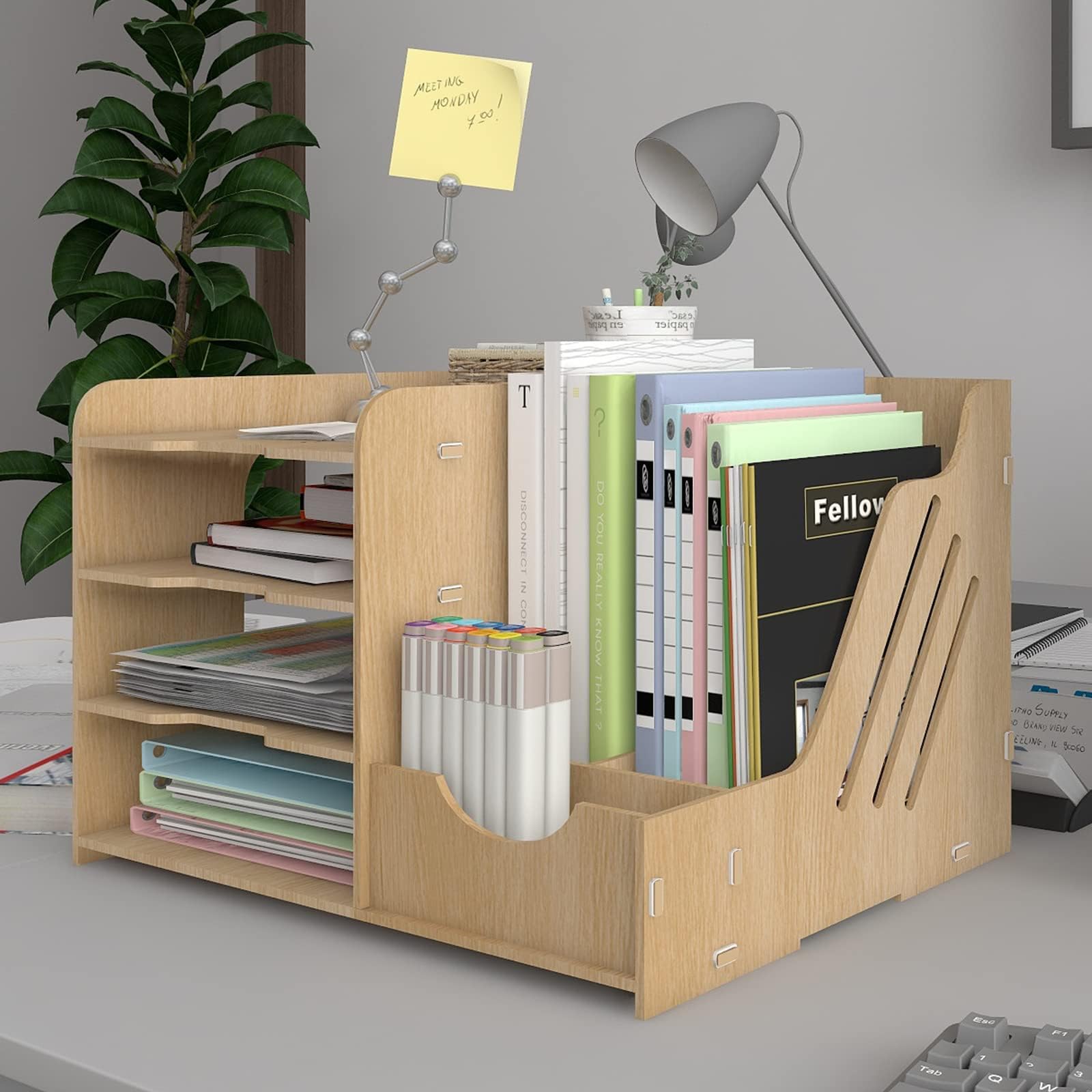 Amazon.com: WuGeShop Fan Shaped Desk File Organizer, 7 Compartments ...