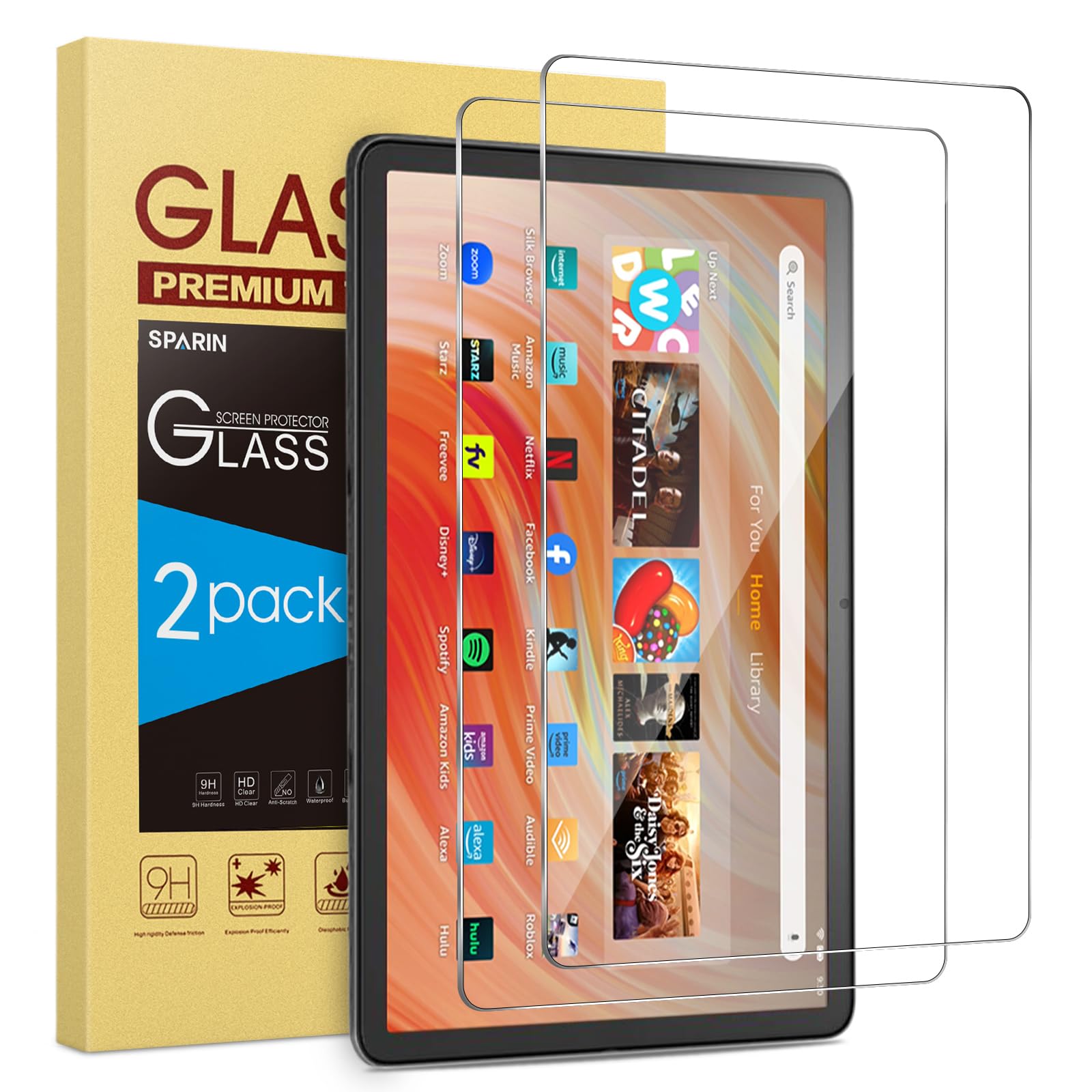 Amazon.com: SPARIN 2 Pack Screen Protector for Amazon Fire HD 10 Tablet ...