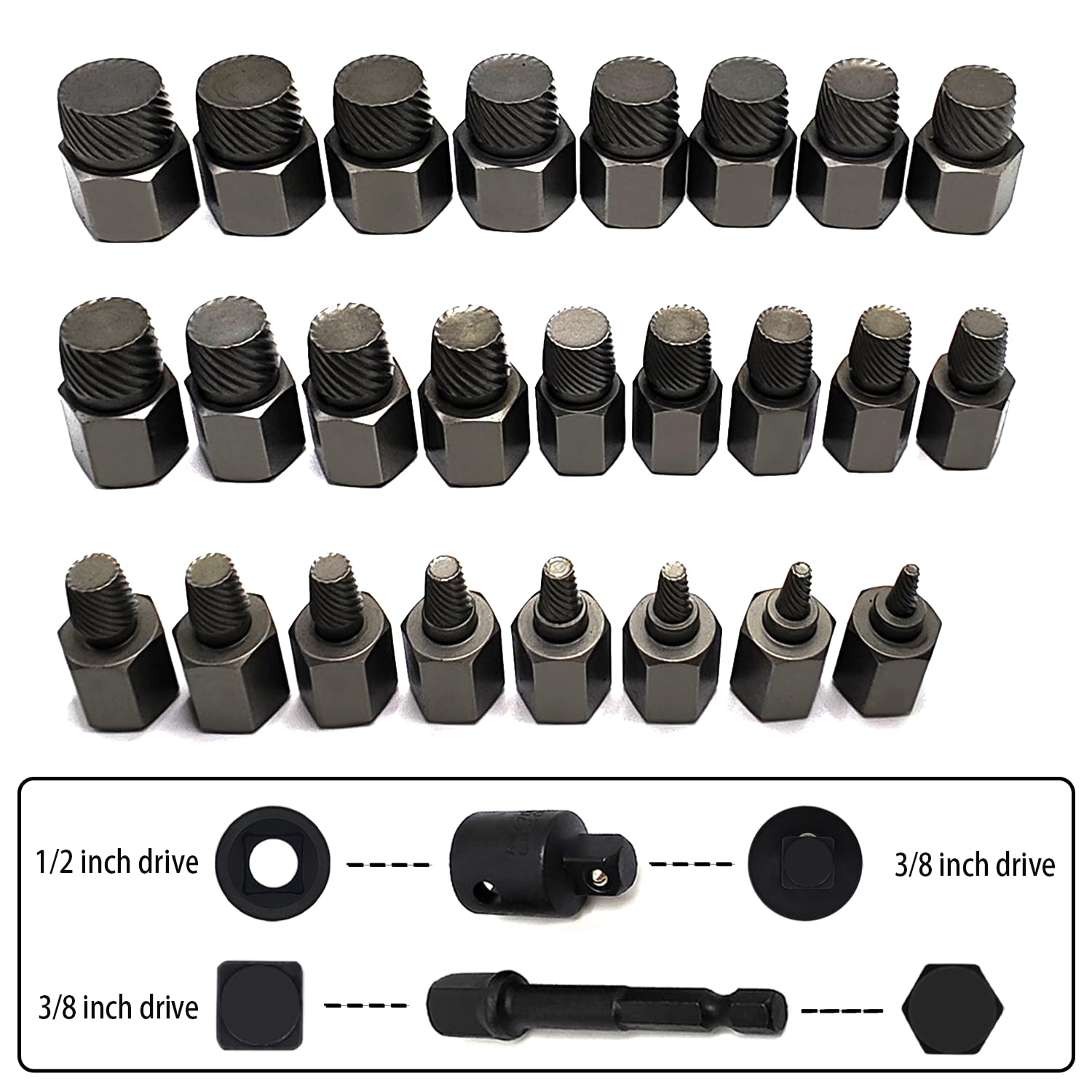 Snapklik.com : 27PCS Multi-Spline Screw Extractor Set, 3/8" Inch ...