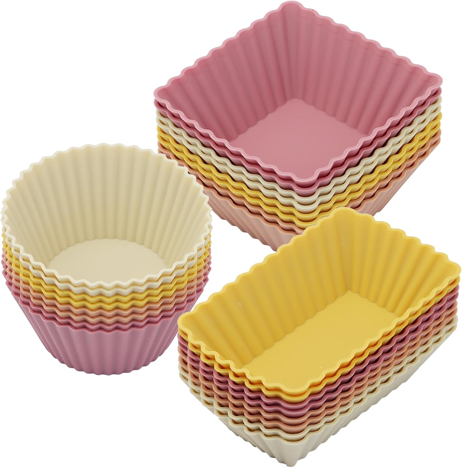 Amazon.com: 24Pack Silicone Muffin Cups, Reusable Cupcake Liners Molds ...