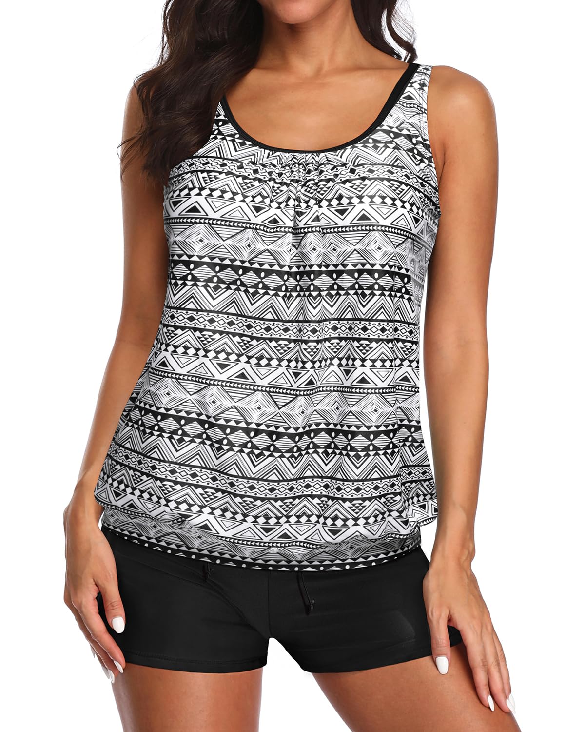 Snapklik.com : Aqua Eve Two Piece Womens Tankini Swimsuits Blouson Swim ...