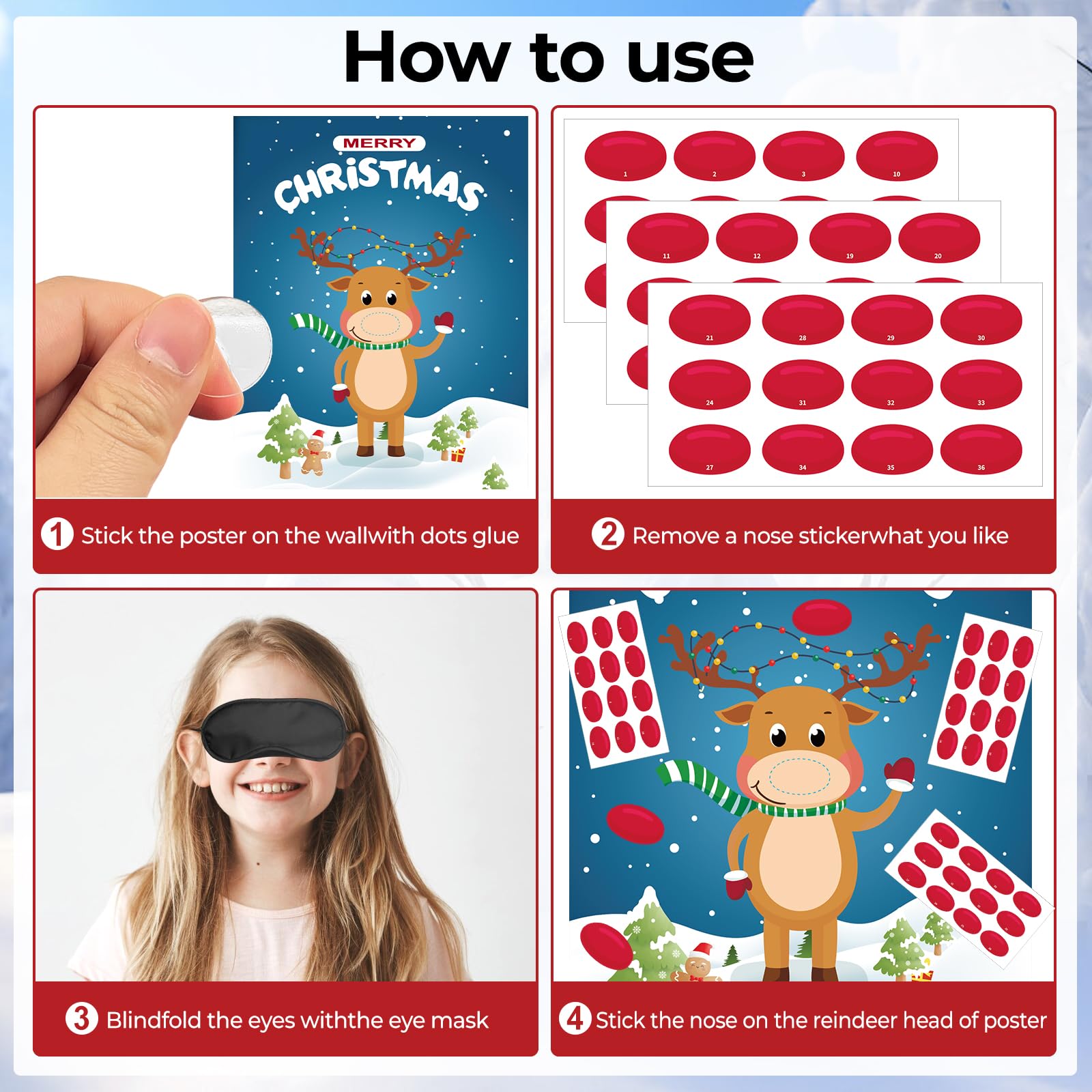 Snapklik.com : Christmas Games - Pin The Nose On The Reindeer Fun For ...
