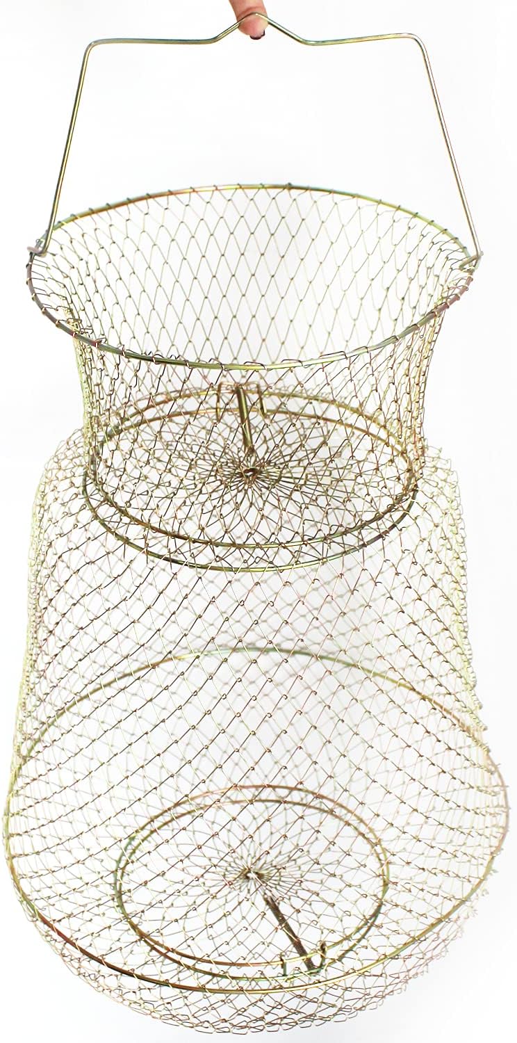 Buy Floatable Galvanized Steel Wire Fish Basket, Collapsible Fshing Net ...