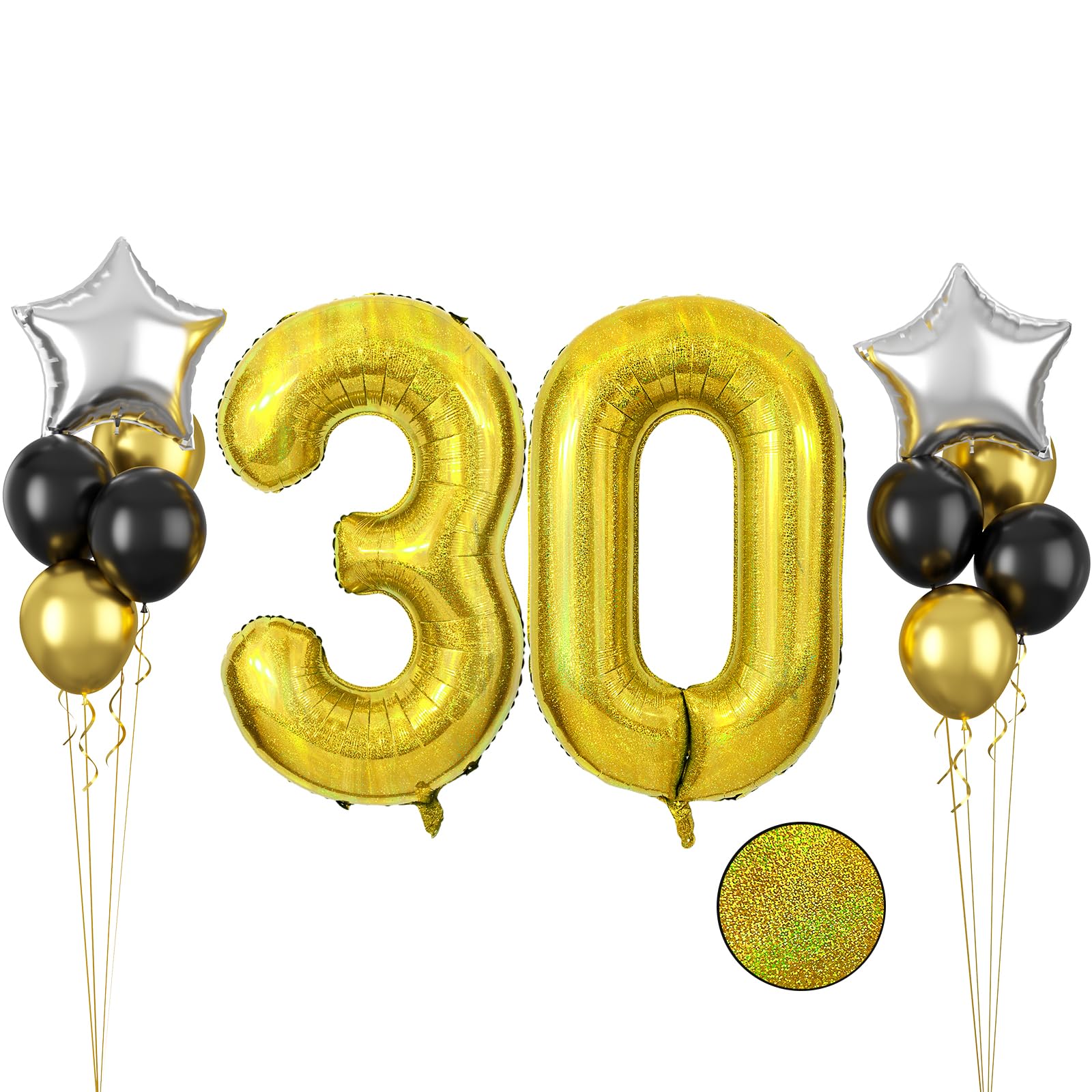 Amazon.com: Glitter Gold Number 30 Balloon, 40 Inch 30th Birthday ...