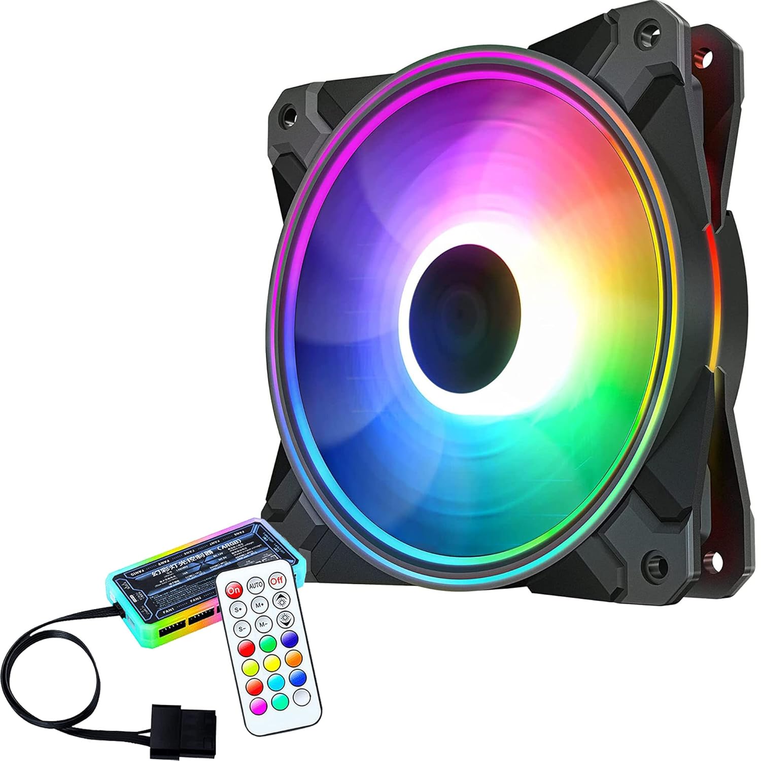 LED FAN ARGB COLORED PC CASE 120MM RGB LED WITH HUB AND REMOTE CONTROL ...