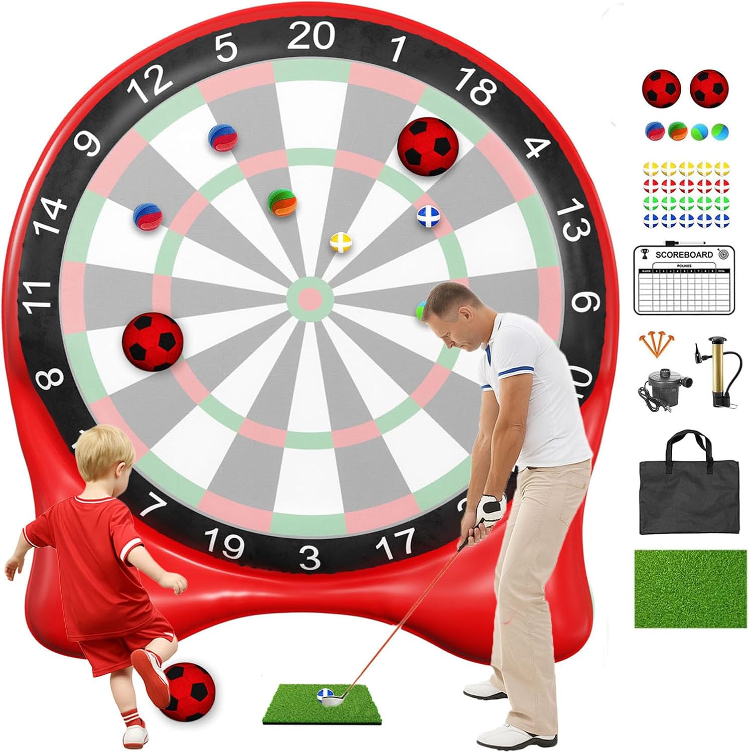 Inflatable Soccer Dart Board, Giant Kick Darts,Indoor Outdoor Lawn Yard ...