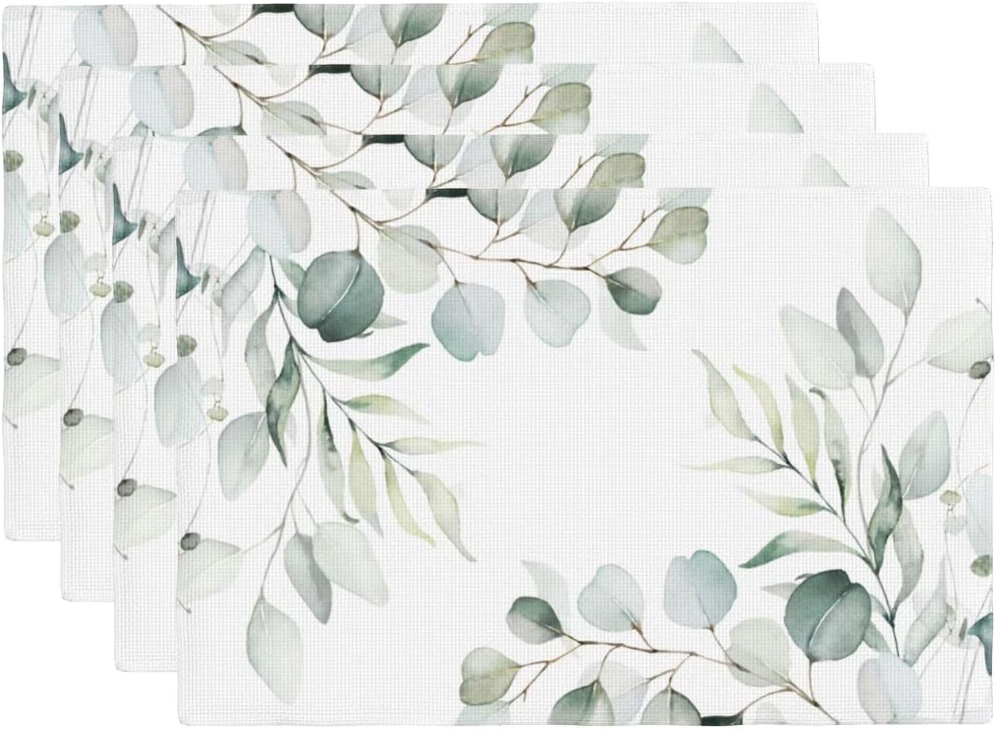 Amazon.com: VIGGINER Sage Green Placemats Set of 4 Spring Watercolor ...