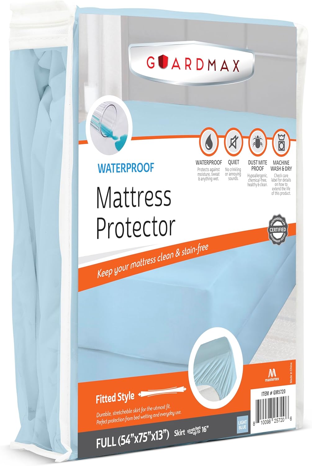 Amazon.com: Guardmax Light Blue Mattress Protector Waterproof Fitted ...