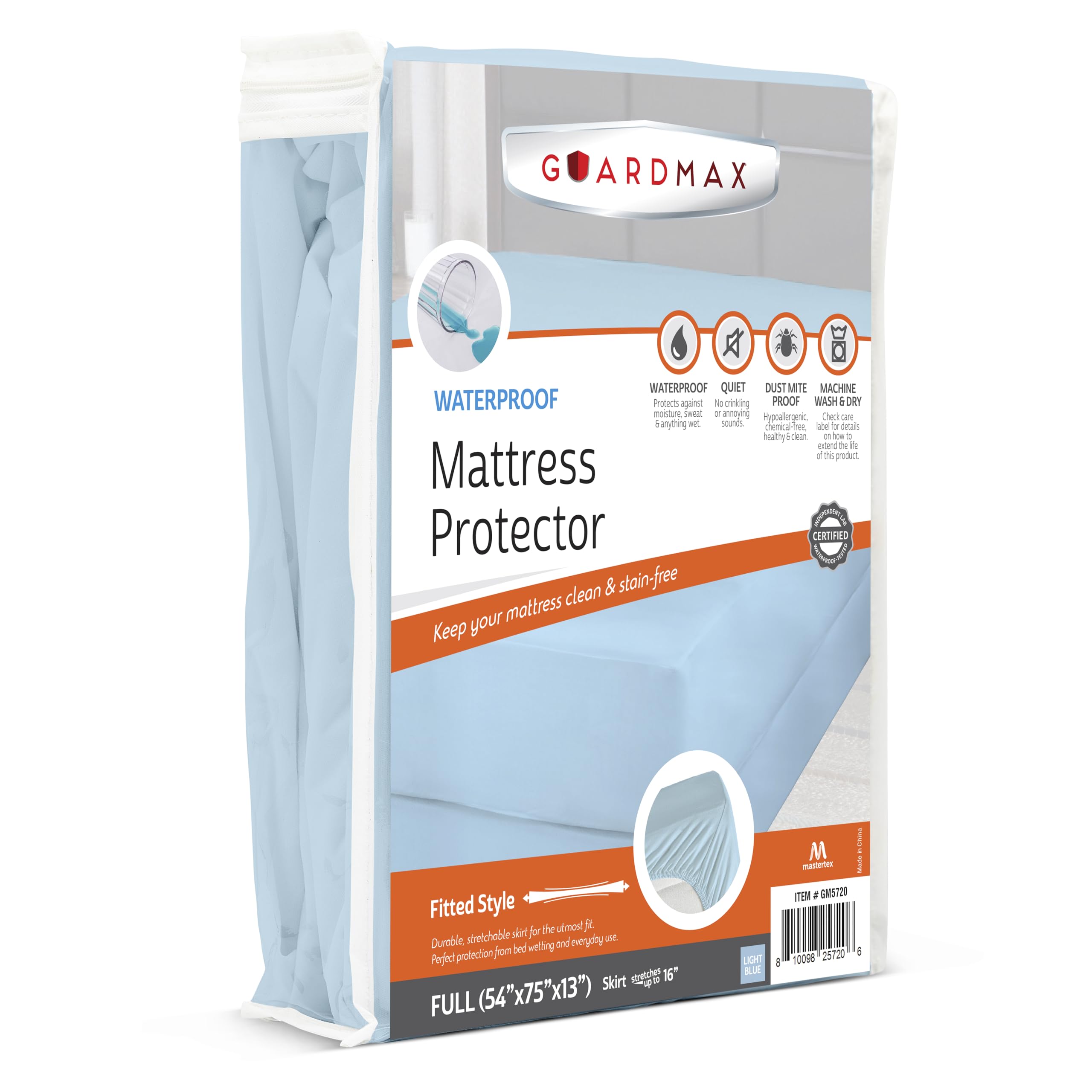 Amazon.com: Guardmax Light Blue Mattress Protector Waterproof Fitted ...