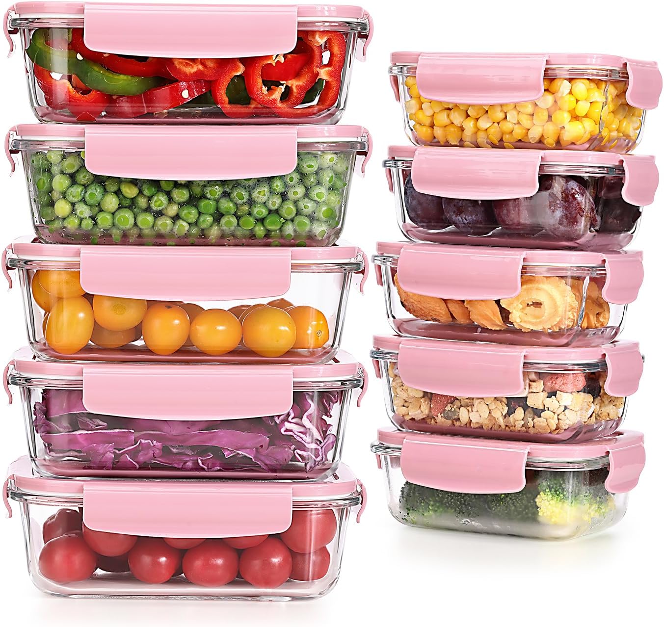 Amazon.com: Ansukow Glass Food Storage Containers Set with Lids Meal ...