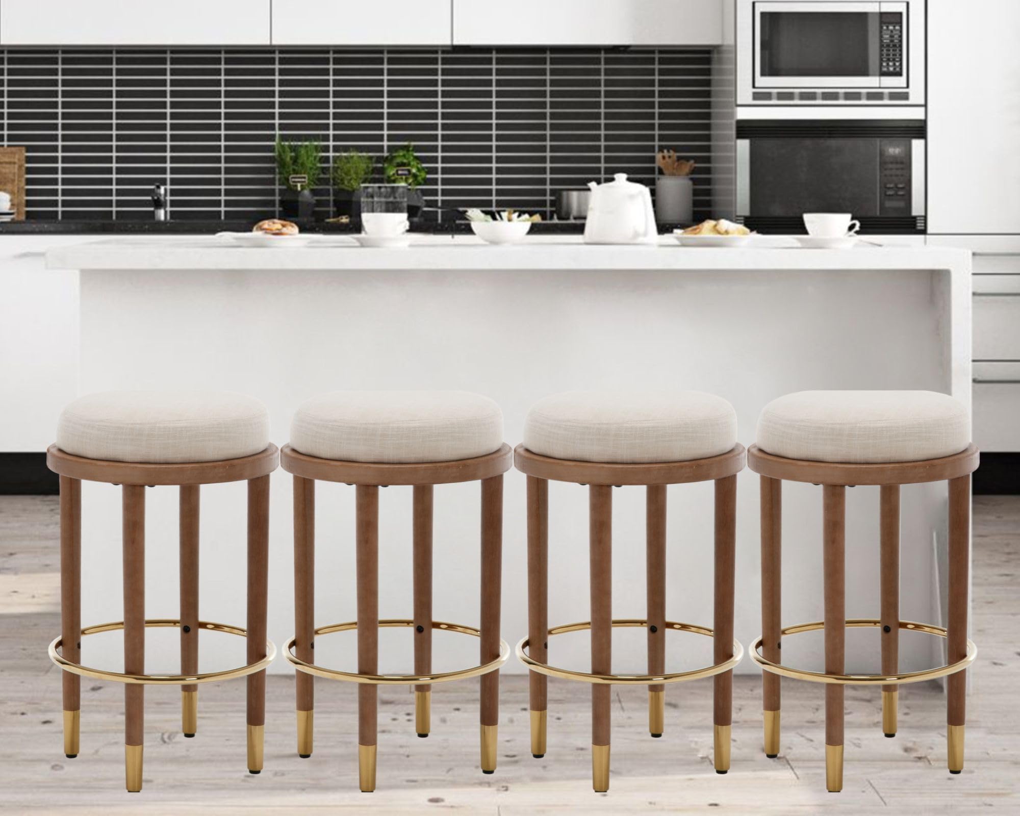 Amazon.com: LIVINOVA 26’’ Rustic Backless Bar Stools with Metal Gold ...