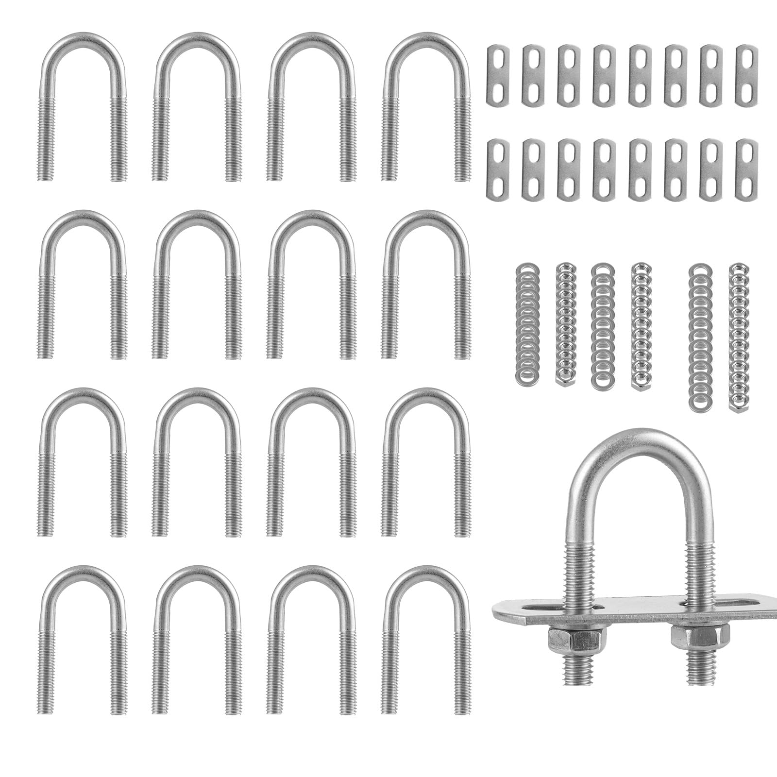 Snapklik.com : 16Pcak Round U-Bolts Stainless Steel U Bolts 0.62(16mm ...