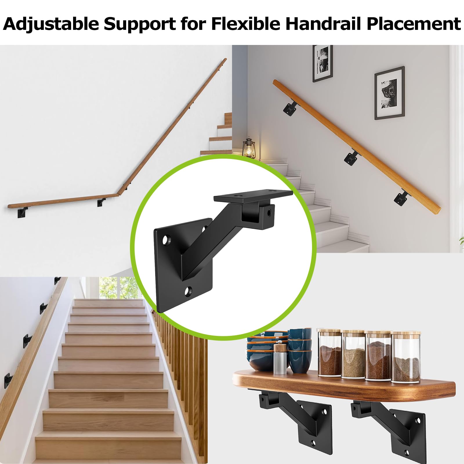Old World Copper 5pcs Handrail Brackets Black Painted Wall Mount Stair ...
