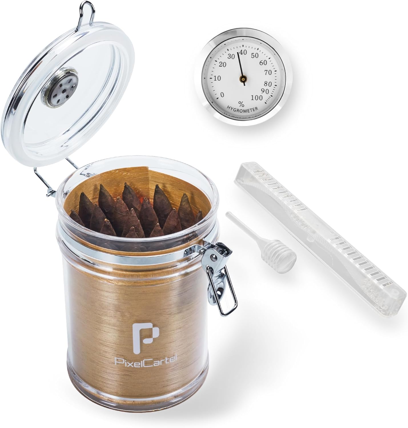 Amazon.com: Pixel Cartel - Acrylic Cigar Humidor Jar with Hygrometer ...