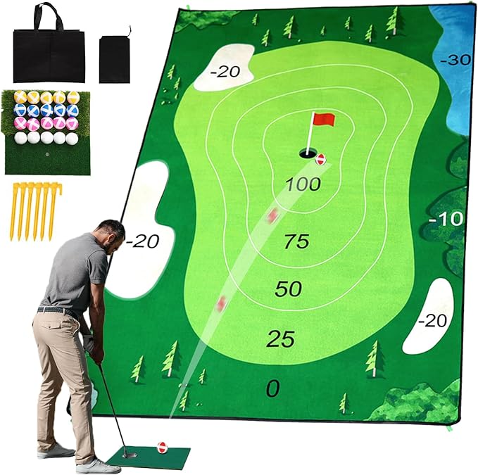 Amazon.com : TAKSCO Golf Chipping Game Mat, Ideal for Indoor & Outdoor ...