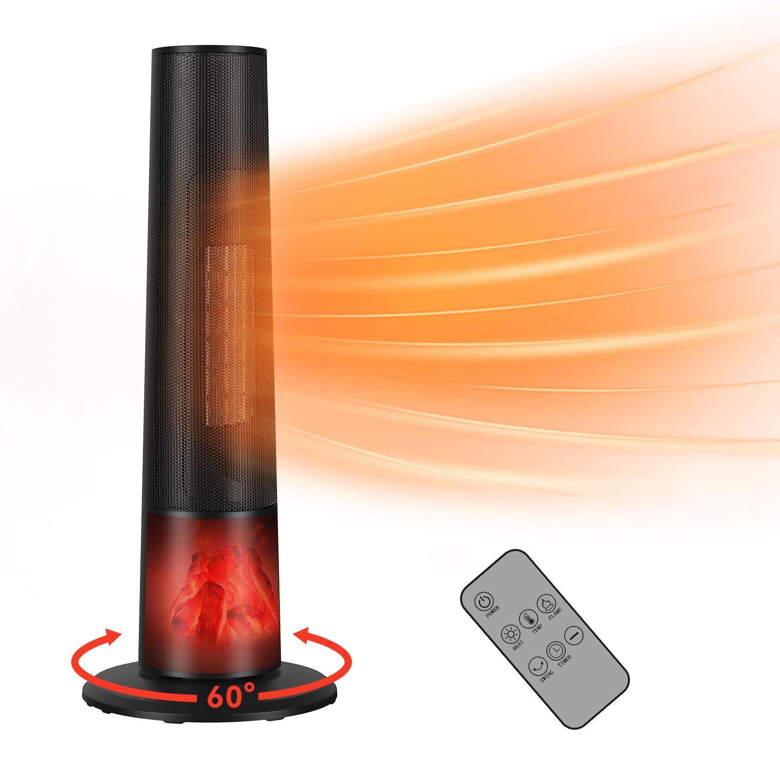 eklipt Oscillating Electric Heater, 2000W Portable PTC Ceramic with ...