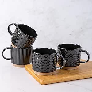 Amazon.com: GBHOME 12OZ Stackable Coffee Mugs, Ceramic Coffee Mugs with ...